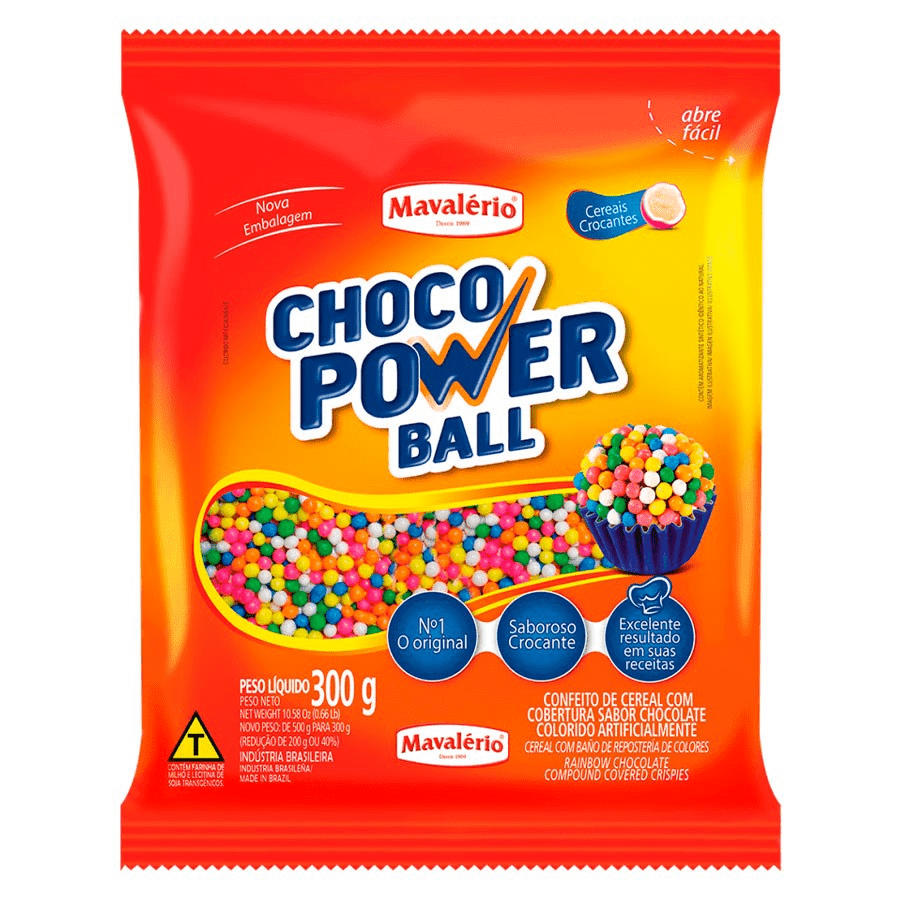 Confeito Colorido Choco Power Ball Mavalério 300g