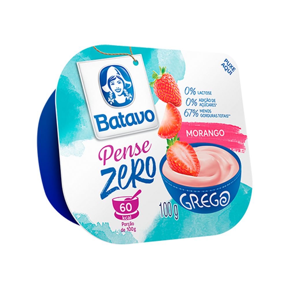 Iogurte Desnatado Grego Morango + Maracujá + Tradicional Zero Lactose Batavo Pense Zero Bandeja ...